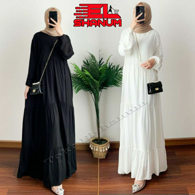 Jual Gamis Hitam Putih Polos Wanita Remaja Kekinian Gamis Dewasa Jumbo ...