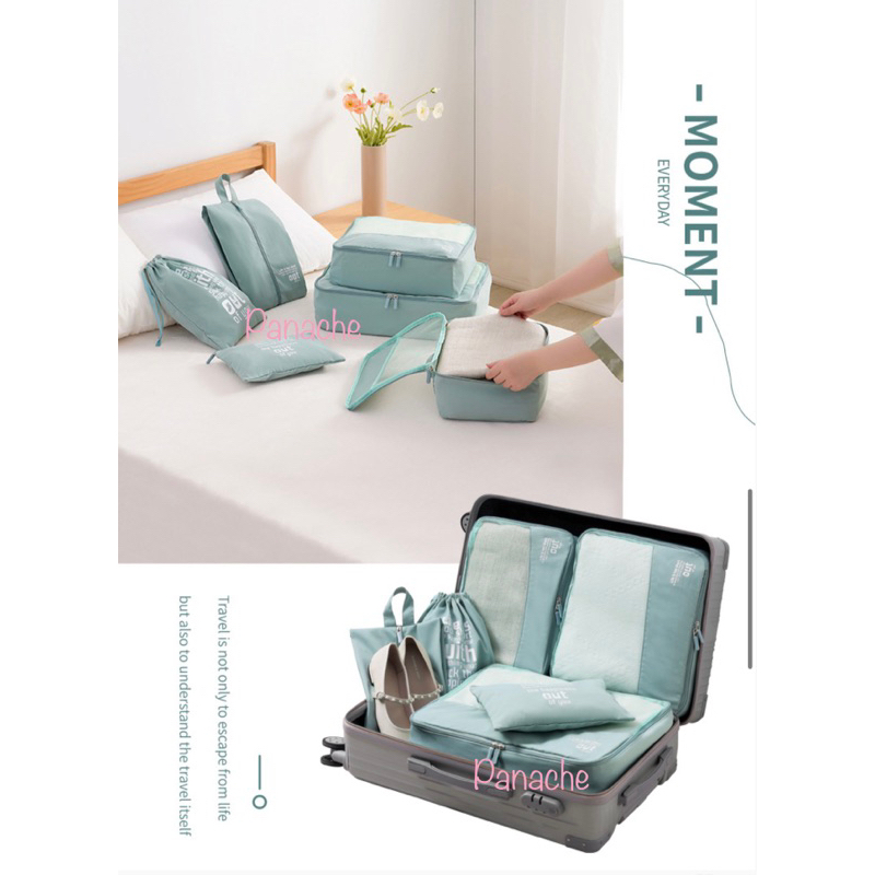 Jual PANACHE Happy Waterproof 6 pcs 1 set Light Travel Bag Organizer ...