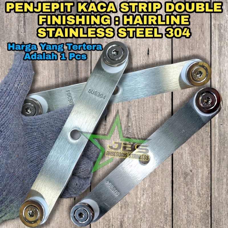 Jual PENJEPIT KACA STRIP DOUBLE SOLID STAINLESS SUS 304 | Shopee Indonesia