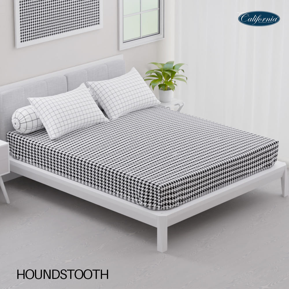 Jual CALIFORNIA Sprei Queen Fitted 160x200 Houndstooth | Shopee Indonesia