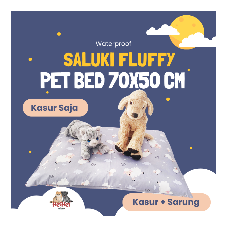 Jual Saluki Pet Bed Fluffy Premium Jumbo 70x50 cm - Dog Cat Bed ...