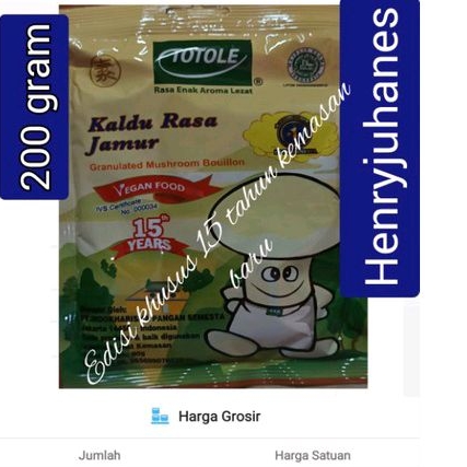 Jual 200 gram Totole kaldu rasa jamur vegetarian HALAL penyedap rasa ...