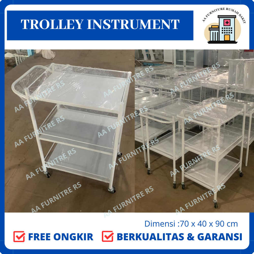Jual Trolley Instrument 3 Rak Besi Trolley Instrument 3 Tahap Besi ...