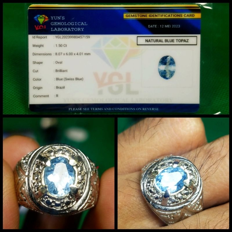 Jual PLUS MEMO NATURAL BLUE TOPAZ SWISS TOPAS BATU AKIK CINCIN PERMATA ...