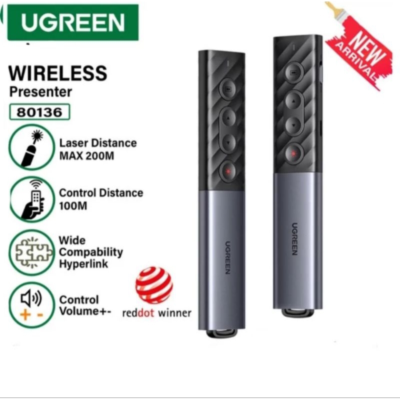Jual UGREEN 80136 Laser Pointer Wireless Presenter Remote Presentasi rechargeable Mac Windows ...