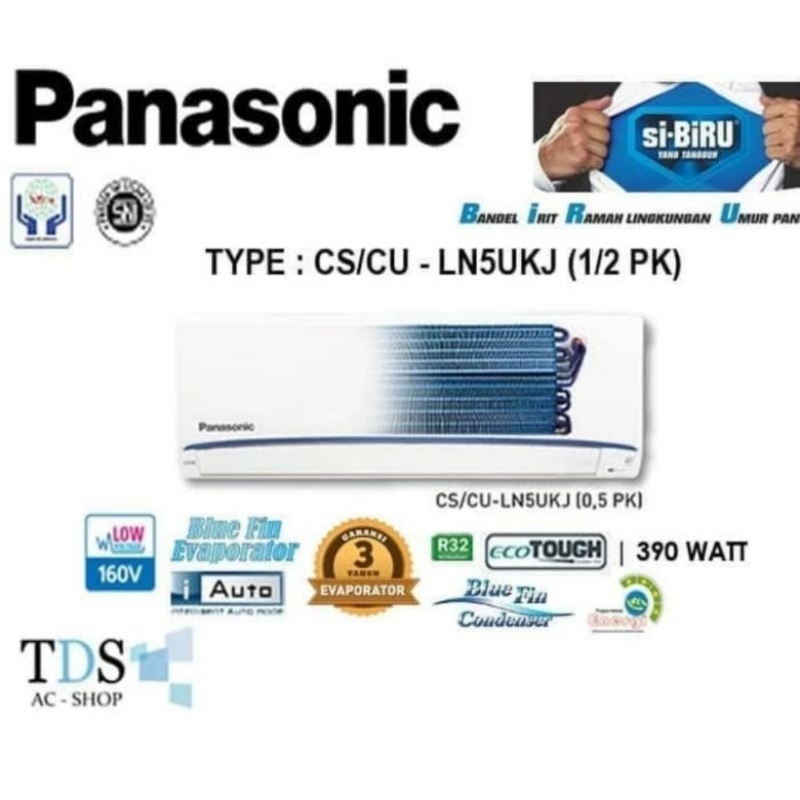 Jual AC PANASONIC 1/2 PK SI BIRU CS-LN5UKJ LOW VOLTAGE +PASANG | Shopee ...