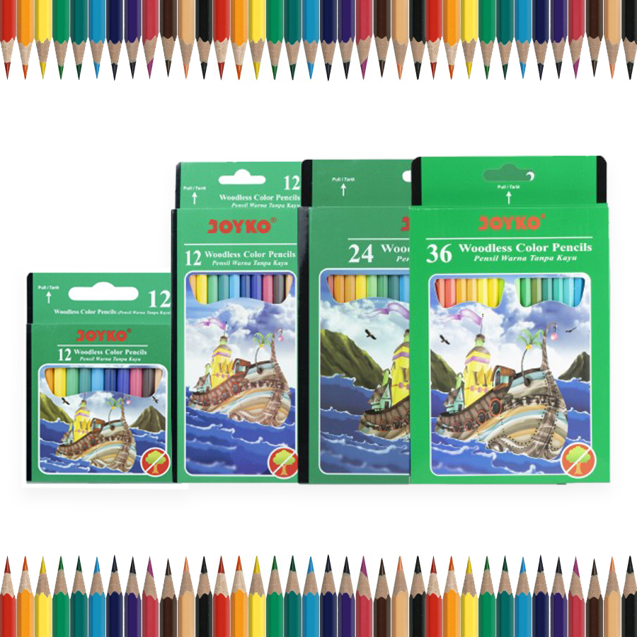 Jual Pensil Warna Joyko 12 24 36 Color Panjang And Pendek Cp 107 103 104