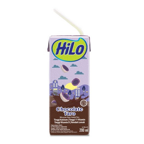 Jual HiLo UHT Chocolate Taro 200 ml Minuman Sumber Kalsium Rendah Lemak ...