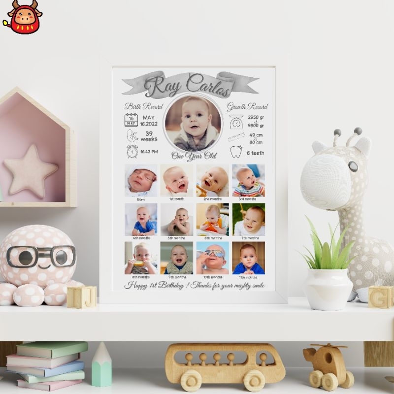 Jual One Year photo frame My First Year photo board Baby photo frame ...