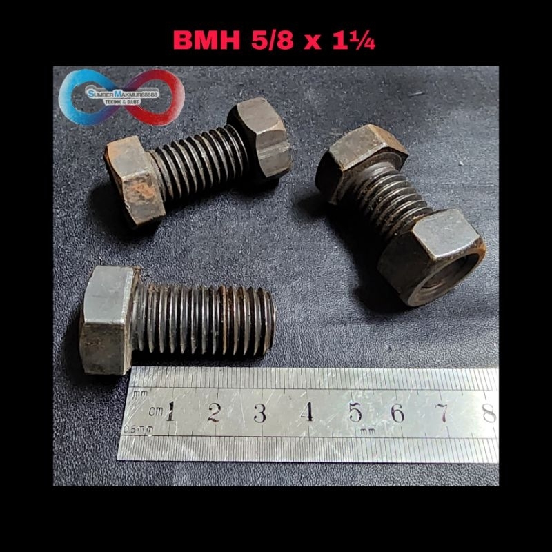 Jual Baut mur hitam (BMH) 5/8 x 1 1/4 inch | Shopee Indonesia