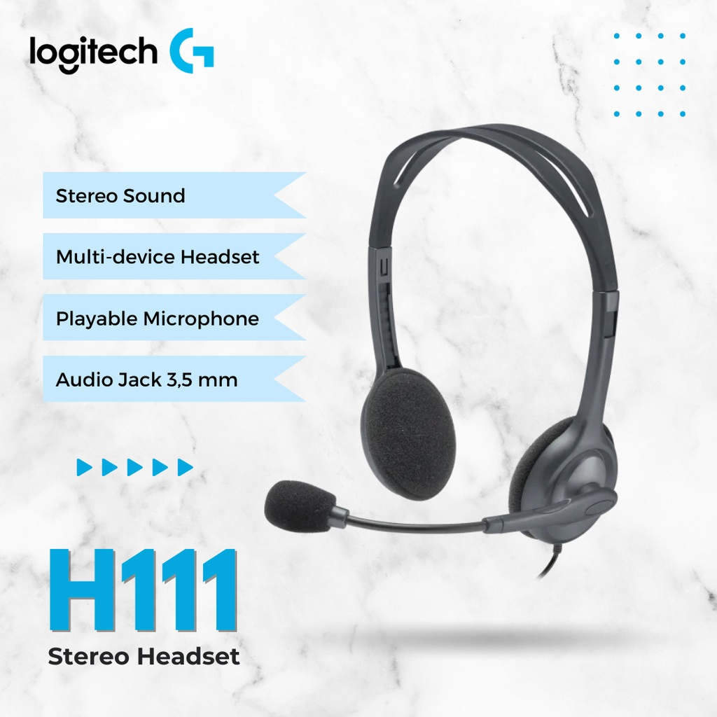Jual Headphone Logitech H111 Headset Stereo Wired Original | Shopee ...
