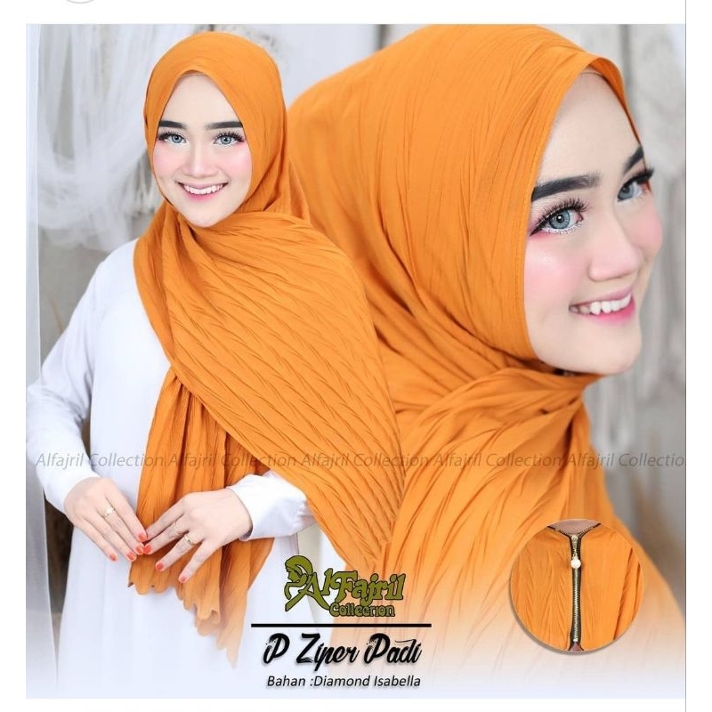 Jual jilbab pashmina plisket padi Zipper Al Fajril | Shopee Indonesia