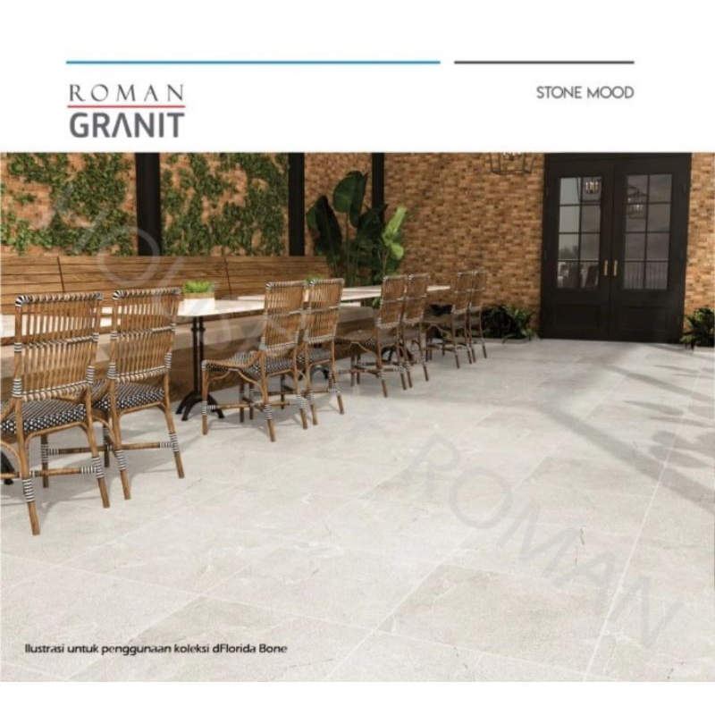 Jual ROMAN GRANIT Ubin Lantai Teras Matt 60x60/ Motif batu putih ...