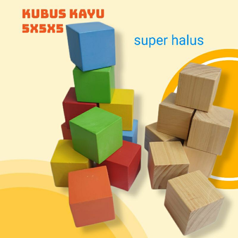 Jual balok KUBUS 5X5X5CM balok kubus kayu 5 x 5 x 5 cm finishing halus ...