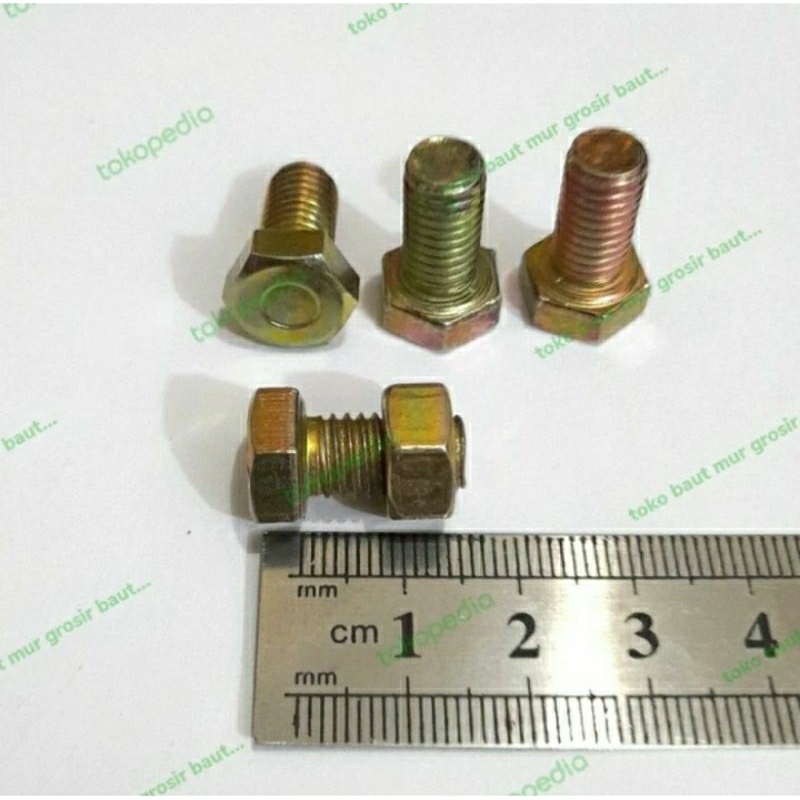 Jual ( 50 pcs ) Baut rak siku M8×15 Baut Dan mur (Kunci 12) kuning | Shopee Indonesia