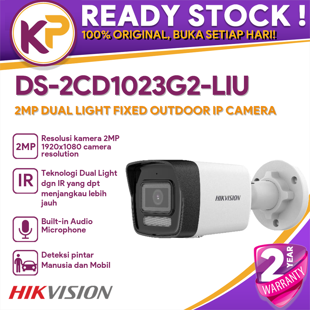 Jual HIKVISION DS-2CD1023G2-LIU 2MP SMART DUAL LIGHT FIXED BULLET CAMERA | Shopee Indonesia