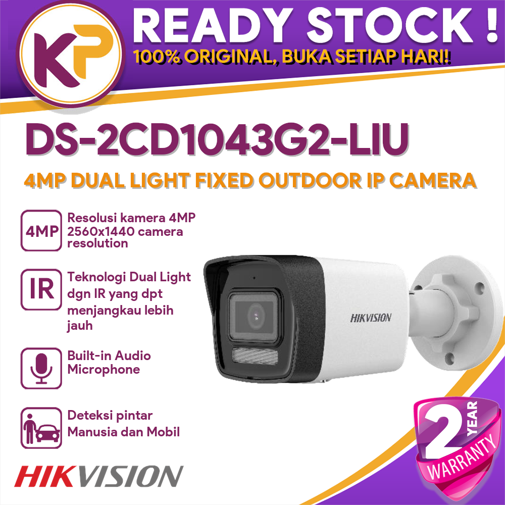 Jual HIKVISION DS-2CD1043G2-LIU 4MP SMART DUAL LIGHT FIXED BULLET CAMERA | Shopee Indonesia