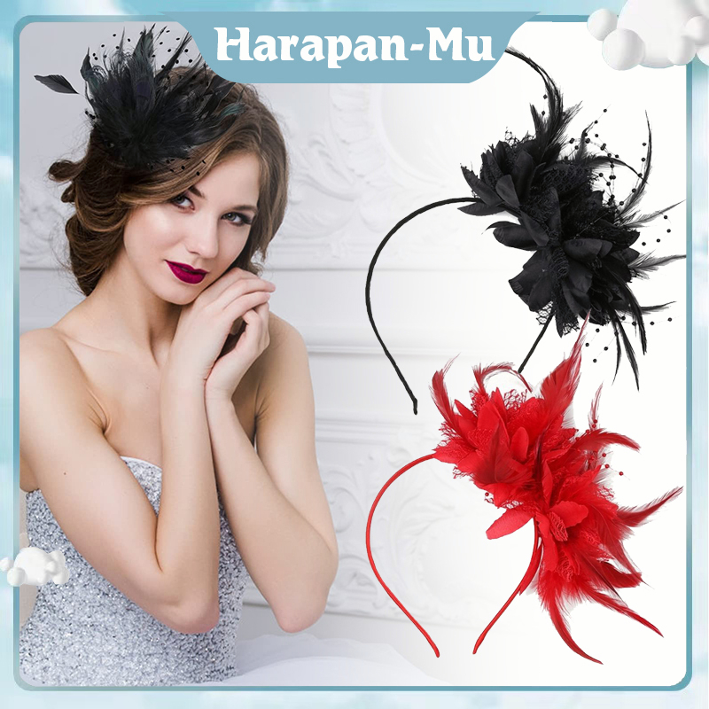 Jual Bando Pita Bunga Bulu Hitam Aksesoris Bando Pesta Aksesoris Pesta ...