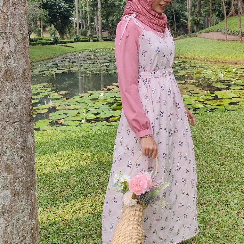 Jual Hagia Overall Dress Gamis Bunga Hagia by Studhijabstore | Shopee ...