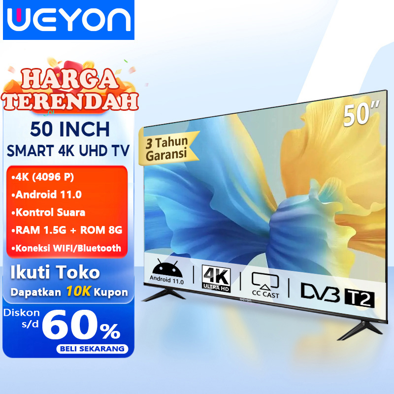 Jual Weyon Sakura TV Smart TV 50 inch 4K UHD Ready Televisi (Smart-S50A) | Shopee Indonesia