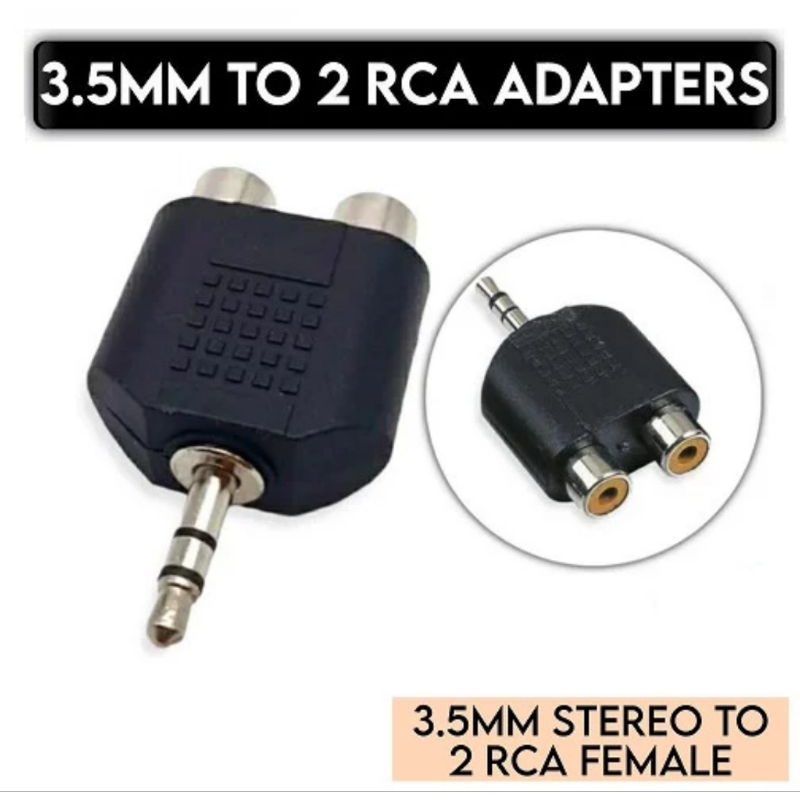 Jual RCA Splitter Jack 3.5 Male to 2 RCA Female Konverter RCA Converter ...