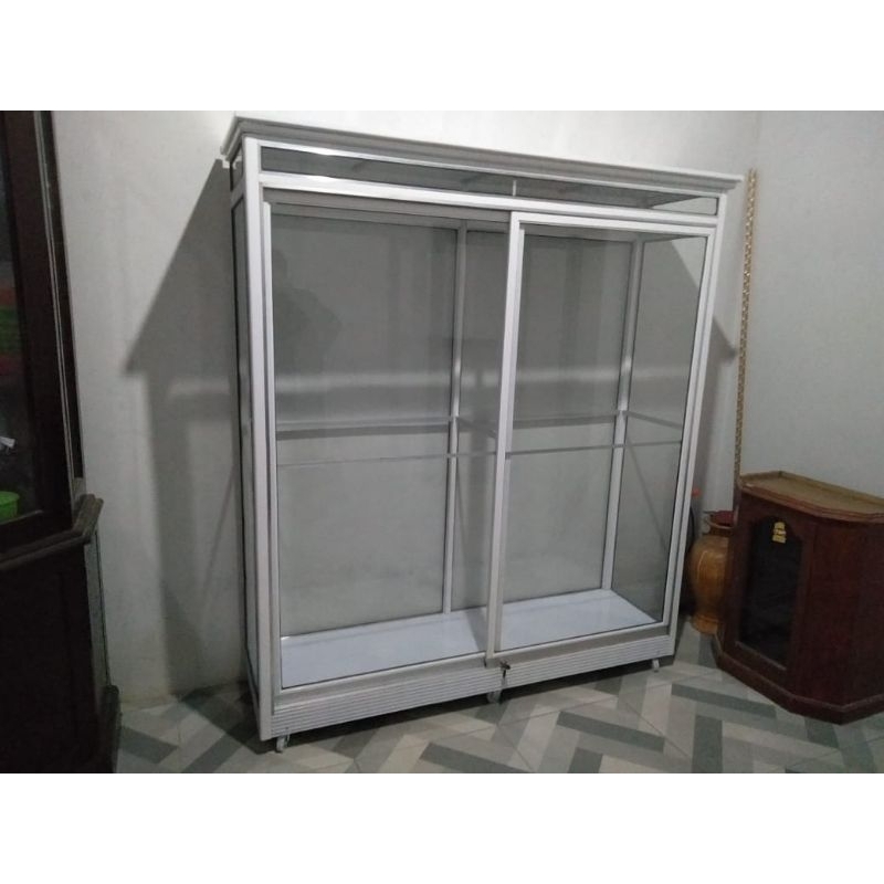 Jual LEMARI PAKAIAN KACA full gantungan untuk baju gamis anti rayap ...