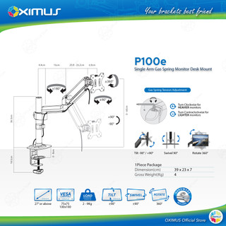 Jual BRACKET MONITOR DESKMOUNT GAS SPRING OXIMUS P100e TILT SWIVEL ...