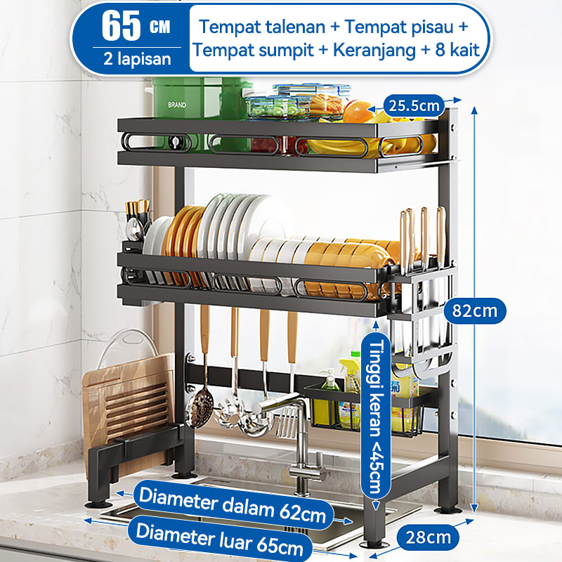 Jual Rak Piring Stainless Steel Mangkuk Wastafel Rak Dapur Rak ...