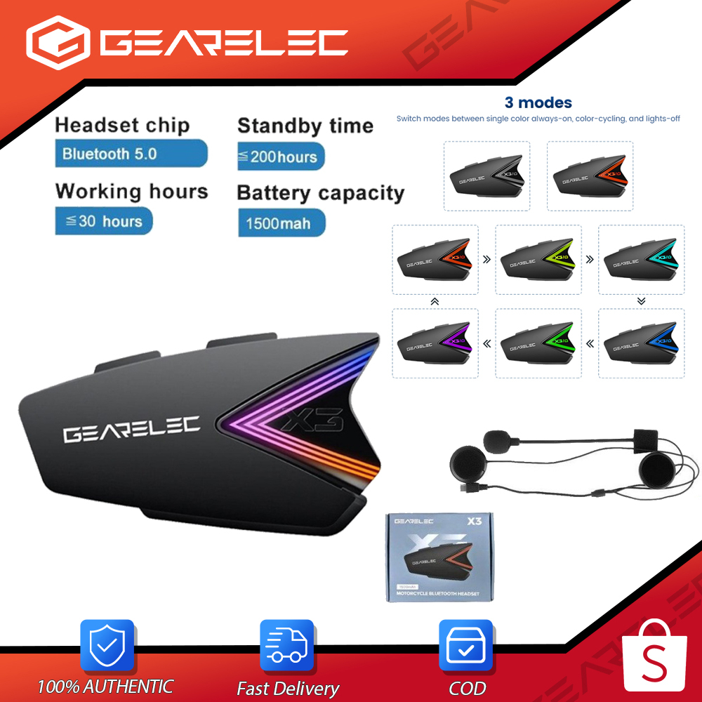 Jual GEARELEC X3 Bluetooth5.0 Helm Sepeda Motor Headset tahan air ...