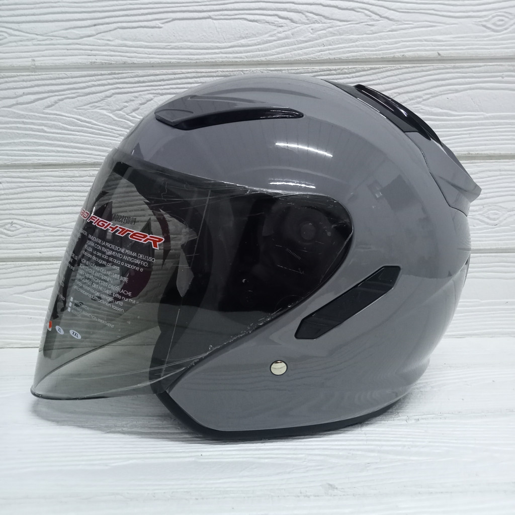 Jual NHK R1 SOLID SINGLE VISOR DIM GREY HELM OPEN FACE VISOR LIGHT ...