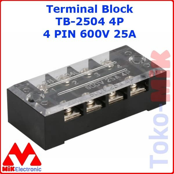 Jual TB-2504 TERMINAL BLOCK BLOK 4 KABEL 4 PIN 4P SEKRUP 4MM TB2504 25A | Shopee Indonesia
