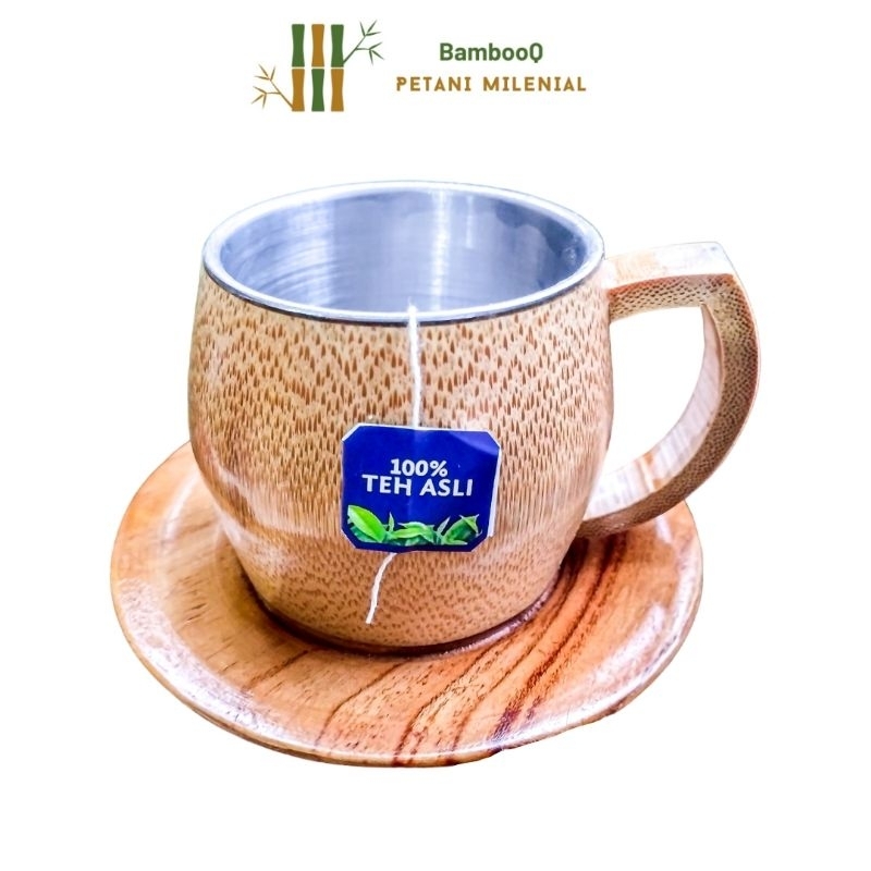 Jual Gelas Cangkir Bambu Stainless Cangkir Kayu Stainless Tradisional ...