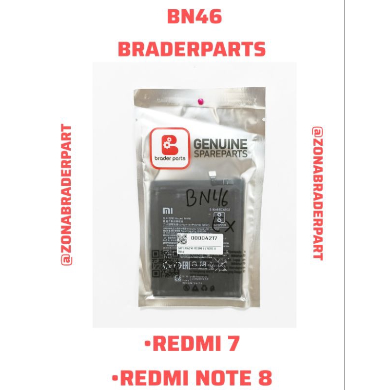 Jual BATERAI REDMI 7/NOTE 8 ( BN46 ) BRADERPARTS / ORIGINAL/ZC ORI ...