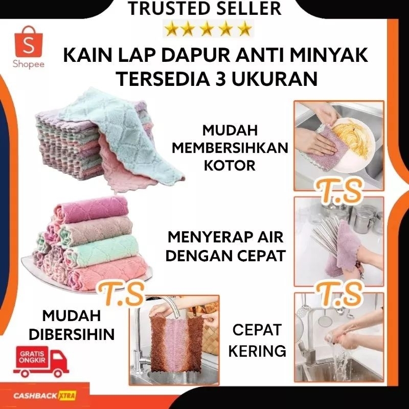 Jual Kain Lap Piring Mangkok Anti Minyak Uk 21x14cm & 25x25cm / Kain ...