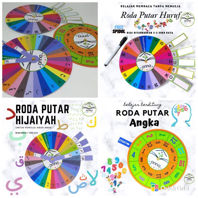 Jual Roda Pintar Membaca Huruf Baca Kata Anak Paud TK SD Gratis Spidol ...