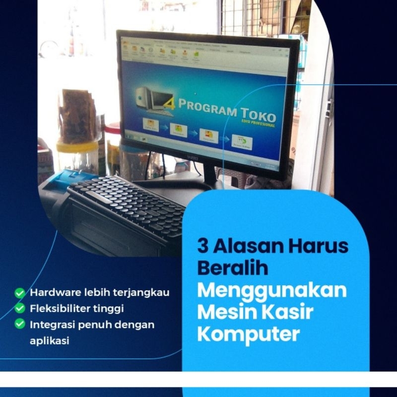 Jual Paket mesin kasir komputer MONITOR 19 inch lengkap siap pakai dengan aplikasi kasir ...