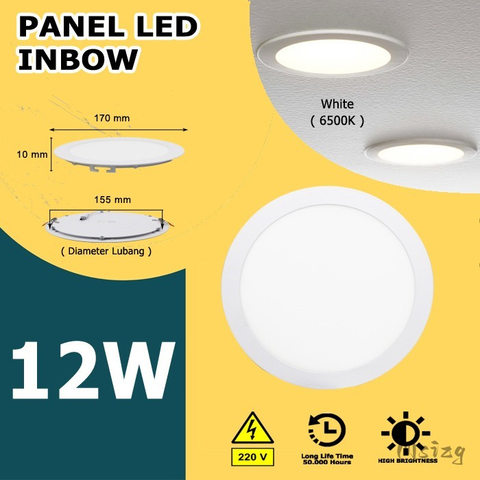 Jual Panel LED 3W 6W 12W 18w Inbow Lampu Downlight LED Panel Bulat ...