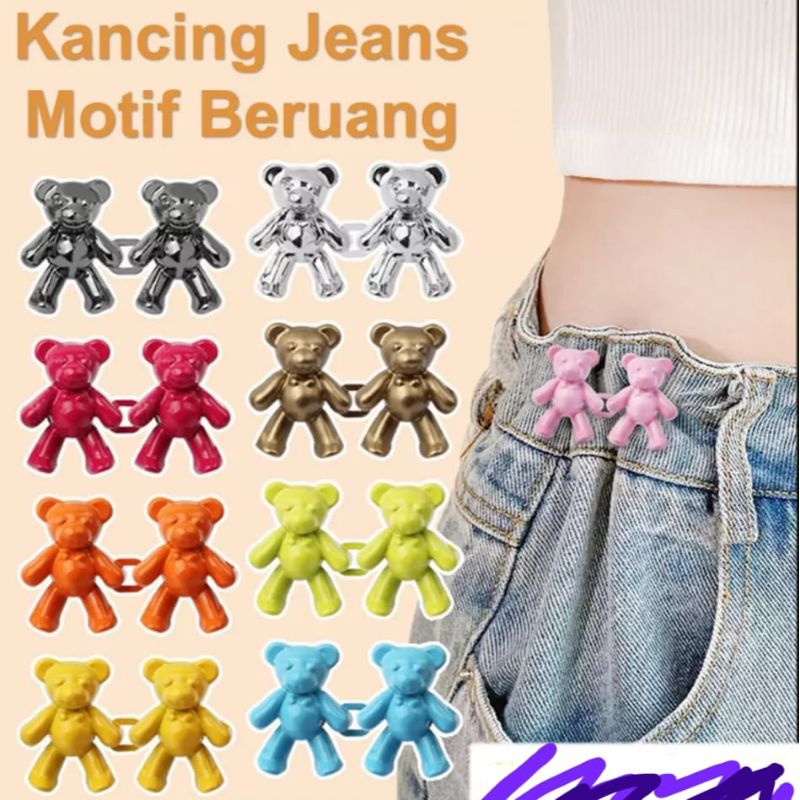 Jual Kancing Jeans Boneka Beruang Bahan Metal Dapat Di Lepas Kancing ...