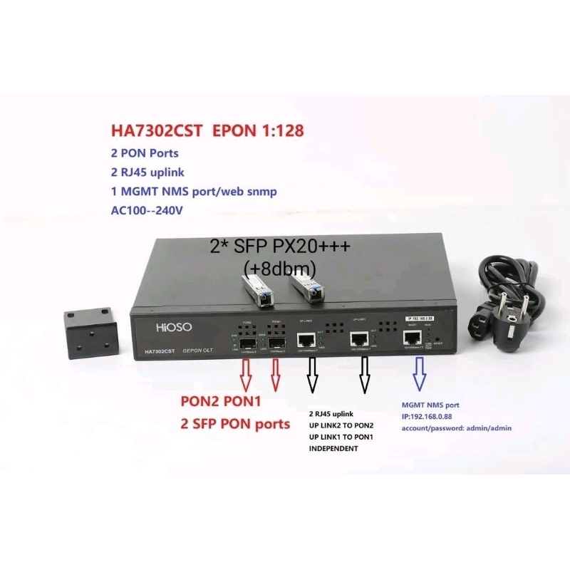 Jual OLT HIOSO EPON HA7302CST GARANSI RESMI POSTEL | Shopee Indonesia