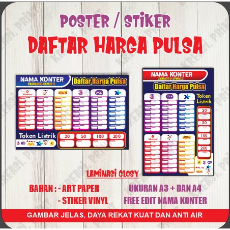 Jual STIKER DAFTAR HARGA PULSA | Shopee Indonesia