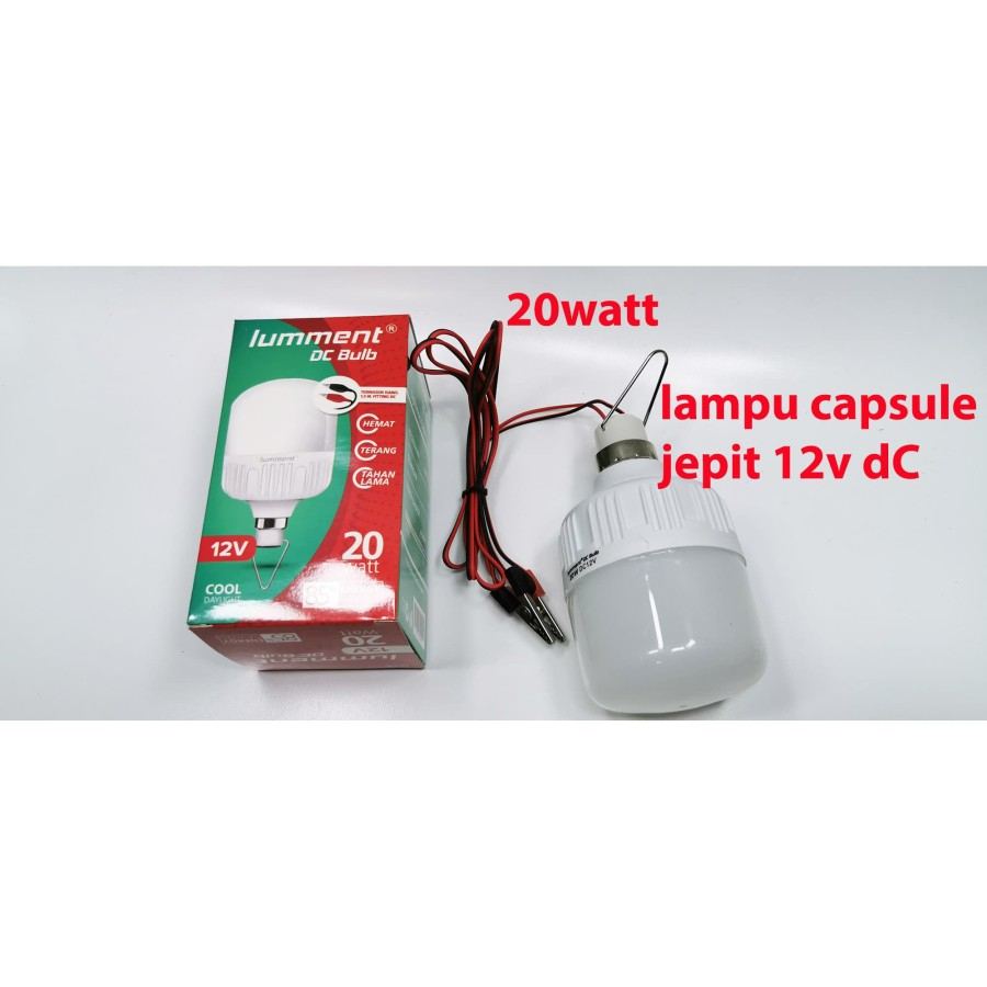 Jual Lampu LED Lumment DC Bulb 20W 20 Watt DC 12V Aki Kabel Capit Accu ...
