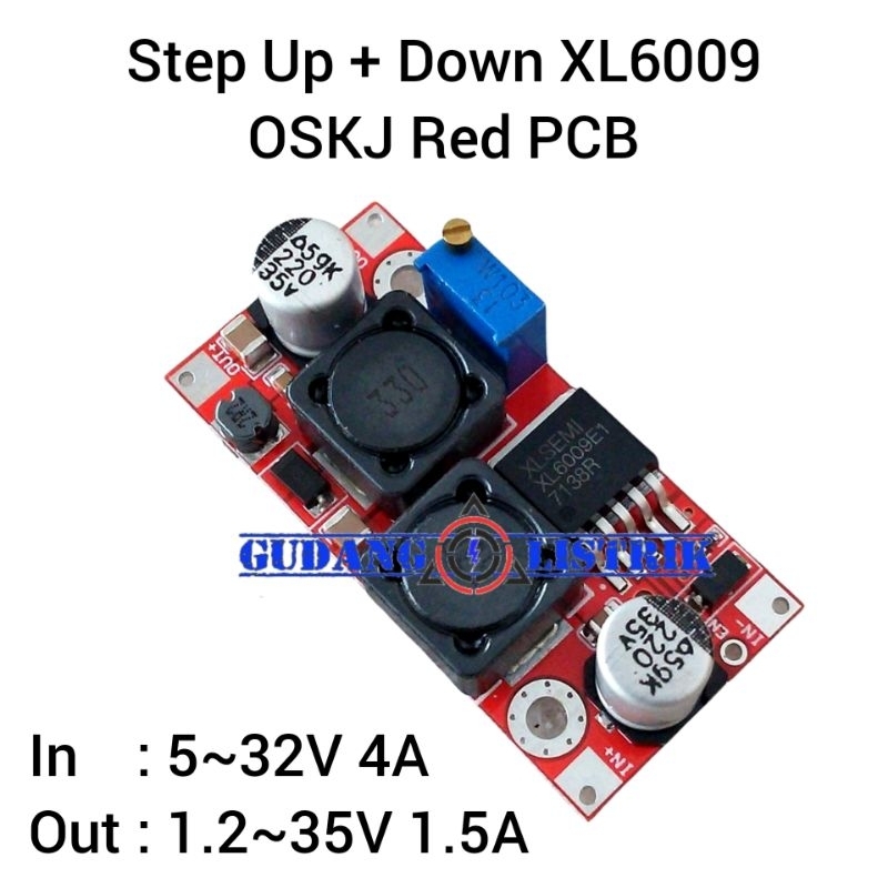 Jual XL6009 Auto Buck Converter Module Step Up Down DC to DC 1.5A Red PCB QSKJ | Shopee Indonesia