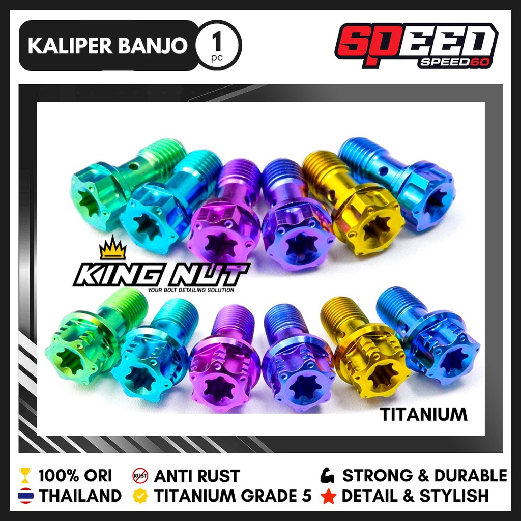 Jual Baut Kaliper Banjo Selang Rem Kasar Halus Baut Titanium Grade 5 Thailand King Nut | Shopee ...