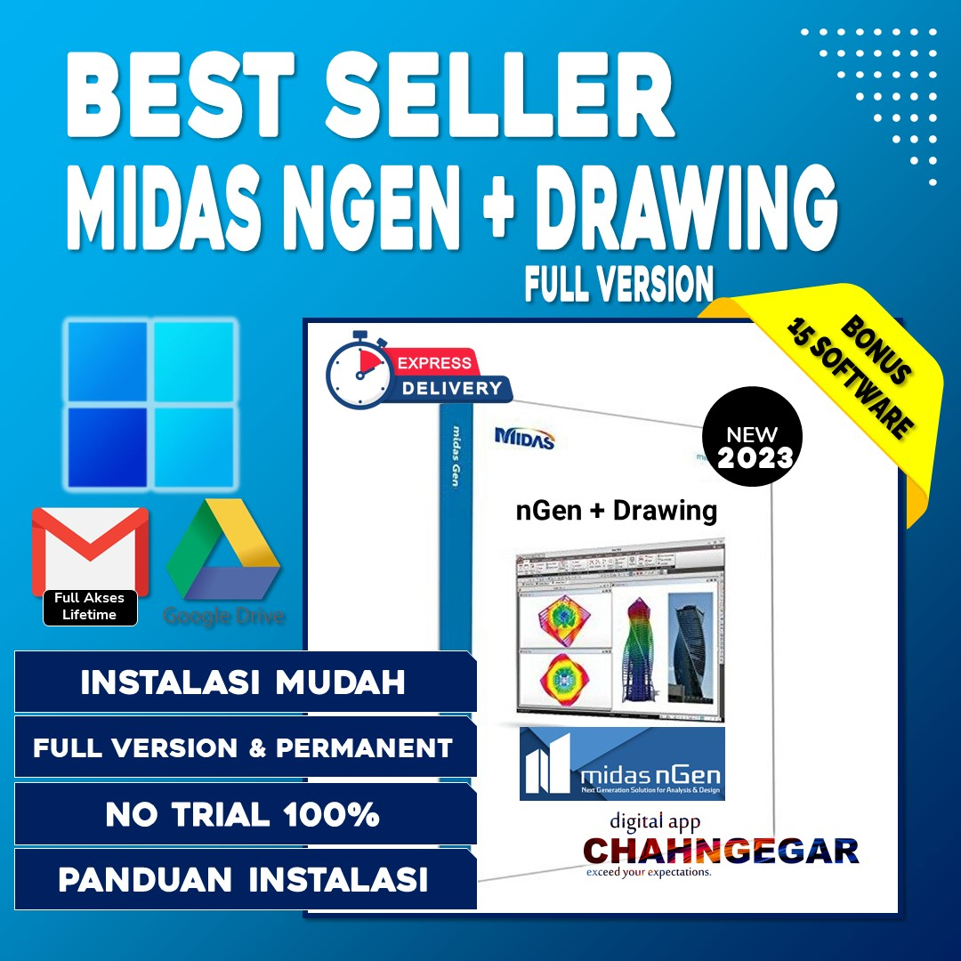 Jual Software MIDAS nGen + Drawing 2022 v2.2 Lifetime Software Analisis Design 3D Civil ...