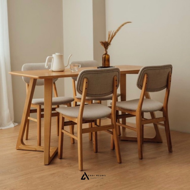 Jual Dining Table Set Meja Makan Minimalis V 4 Kursi Jati Modern ...