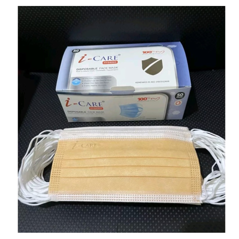 Jual masker earloop I CARE 50pc PREMIUM EMBOSS 3ply | Shopee Indonesia