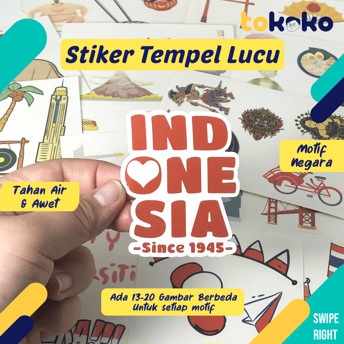 Jual Stiker Tempel Buku Laptop Tumbler Casing HP Negara Dunia Stiker ...