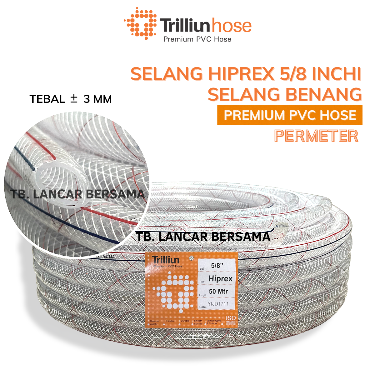 Jual SELANG BENANG 5/8 INCHI HIPREX TRILLIUN HOSE PERMETER | Shopee Indonesia