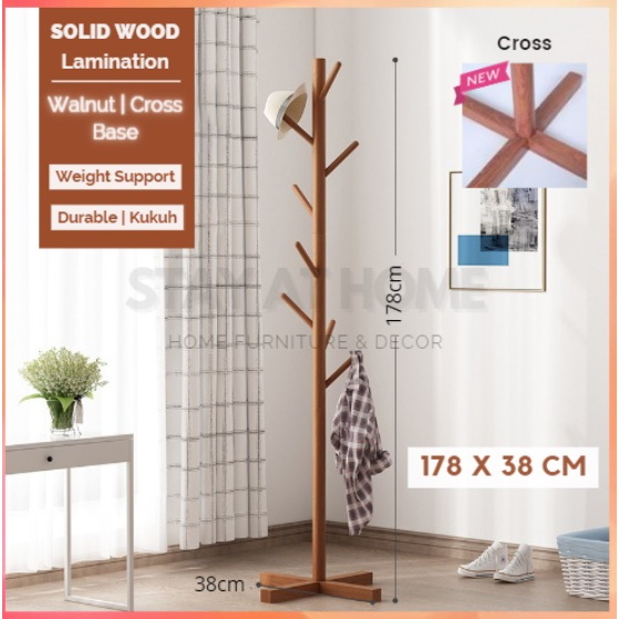 Jual Stand Hanger Kayu Multifungsi Gantungan Baju Tas Topi Single ...
