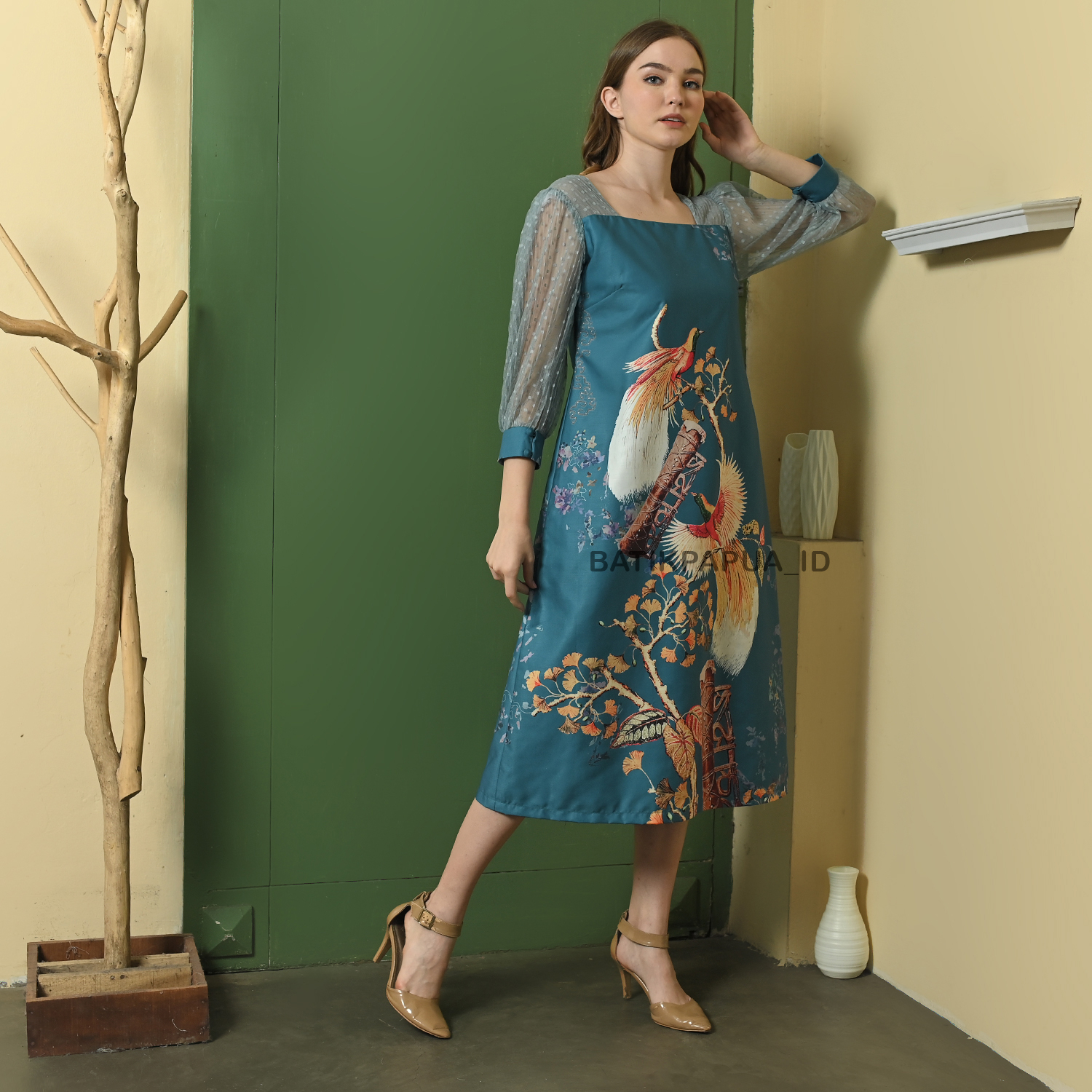 Jual Batik papua || dress cendrawasih blue ocean | Shopee Indonesia
